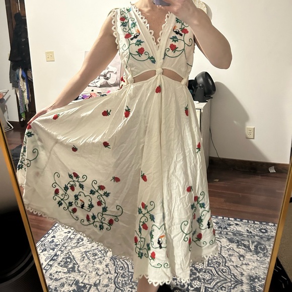 FARM Rio | Dresses | Farm Rio White Strawberry Summer Maxi Dress | Poshmark